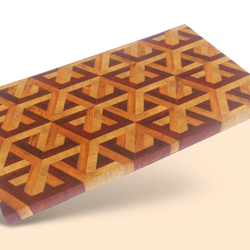 3D Optical Illusion Tumbling Block End Grain Cutting Board - Etsy