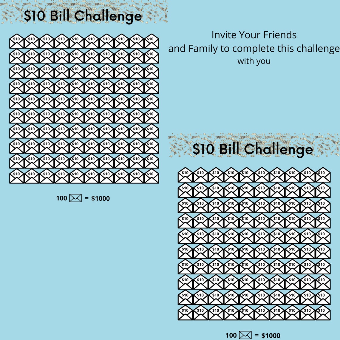 10 Dollar Bill Challenge - Etsy