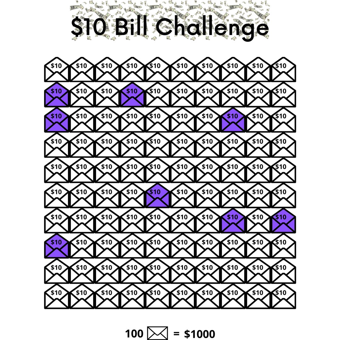 10 Dollar Bill Challenge - Etsy