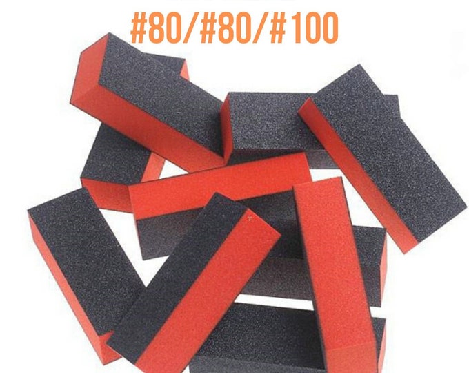 12 Pcs Nail Blocks 3 Way Buffers 80/80/100 Orange Grit Disposable Nail ...