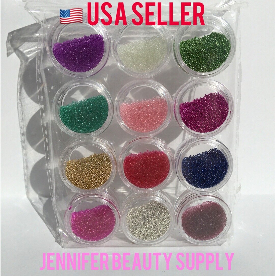 12 Colors Caviar Beads/ Multi Color Nail Micro Beads/ Silver Nail ...