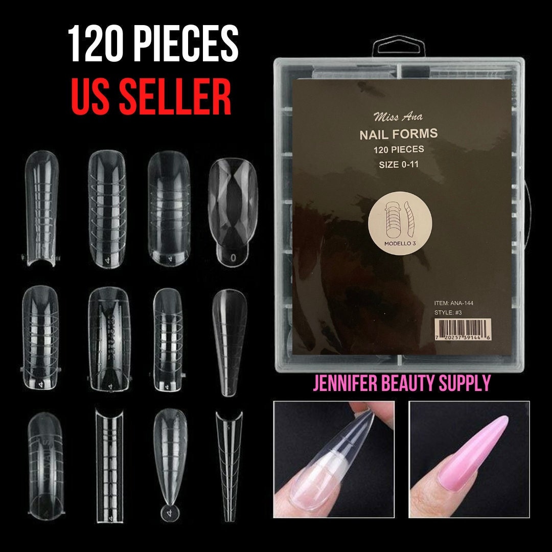 Dual Nail Form Set Frosted Form Box With 120 PCS Clear False Nail Form ...