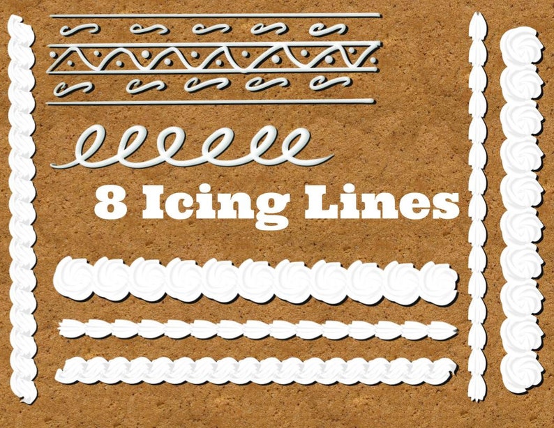 Digital Gingerbread House Icing Pack 54 Transparent Pngs - Etsy