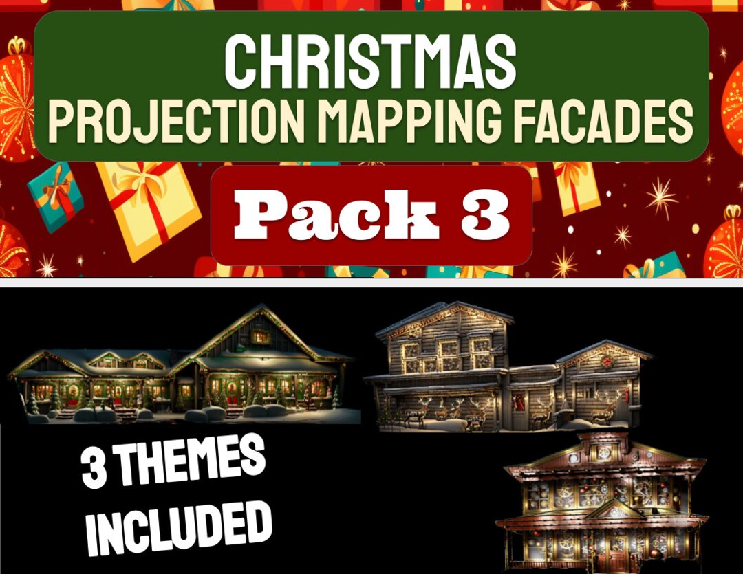 Christmas Projection Mapping Facade Pack PACK 3 Three Themes Created to ...