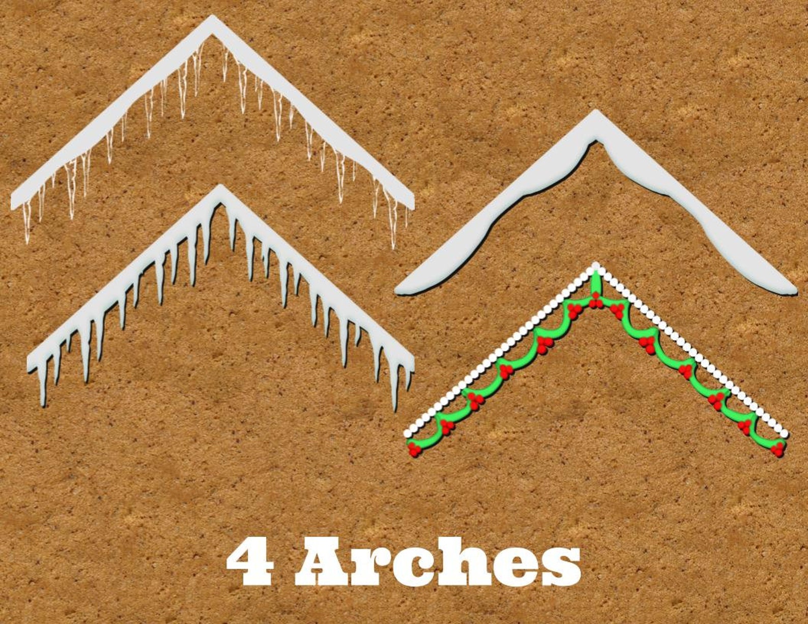 Digital Gingerbread House Icing Pack - 54 Transparent Pngs! - Etsy