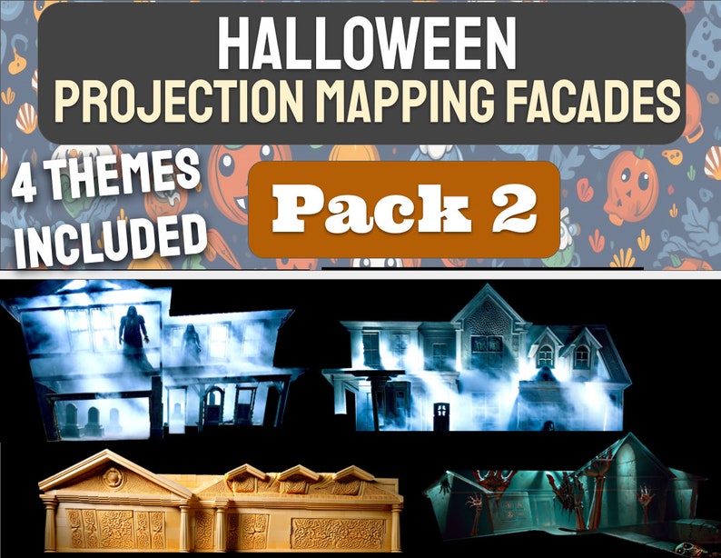 Halloween Projection Mapping Facade Pack! - PACK 2 - Four Themes ...