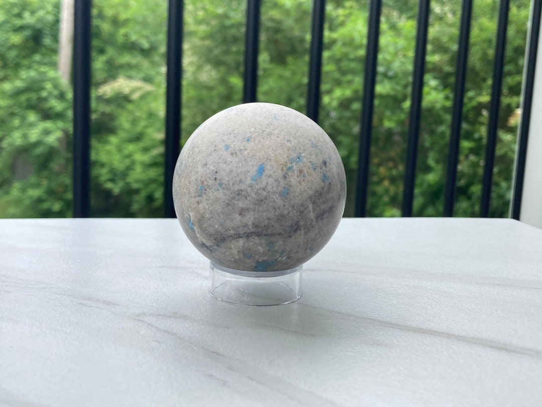 Trolleite Sphere, 50mm, Blue & Gray, Carved Polished Stone, Healing ...