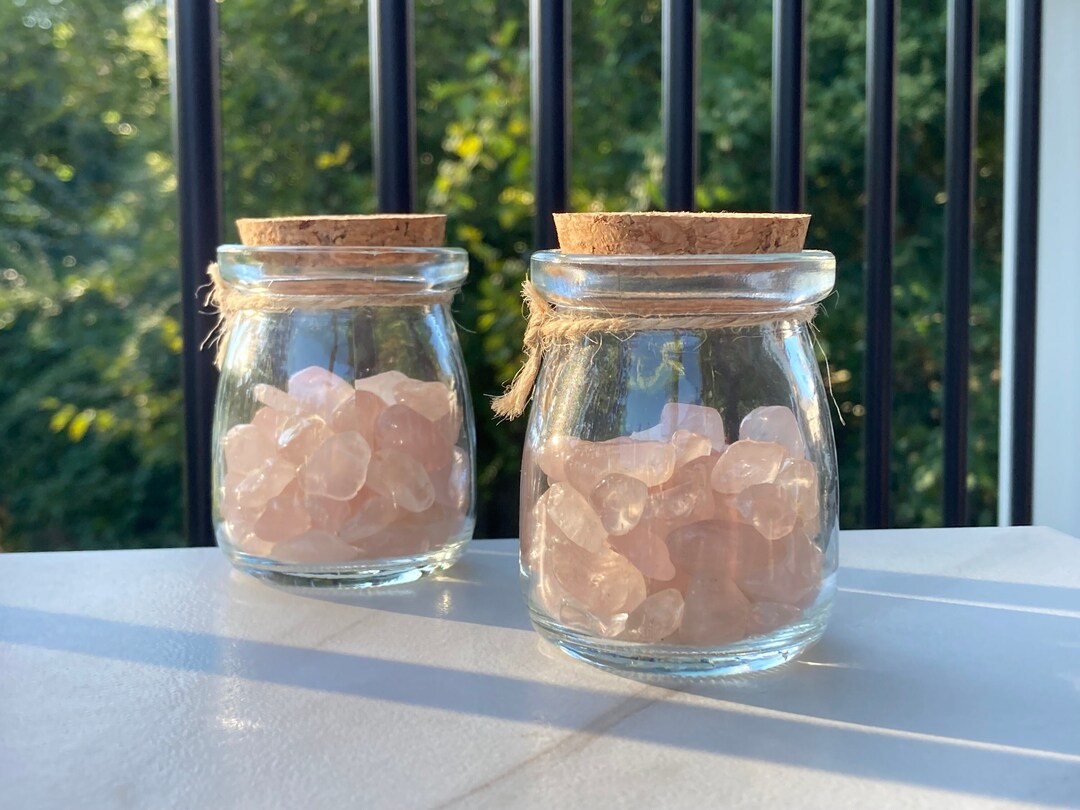 Rose Quartz Jar, Cork Lid, Cute Crystal Bottle Decor, Healing Stones - Etsy
