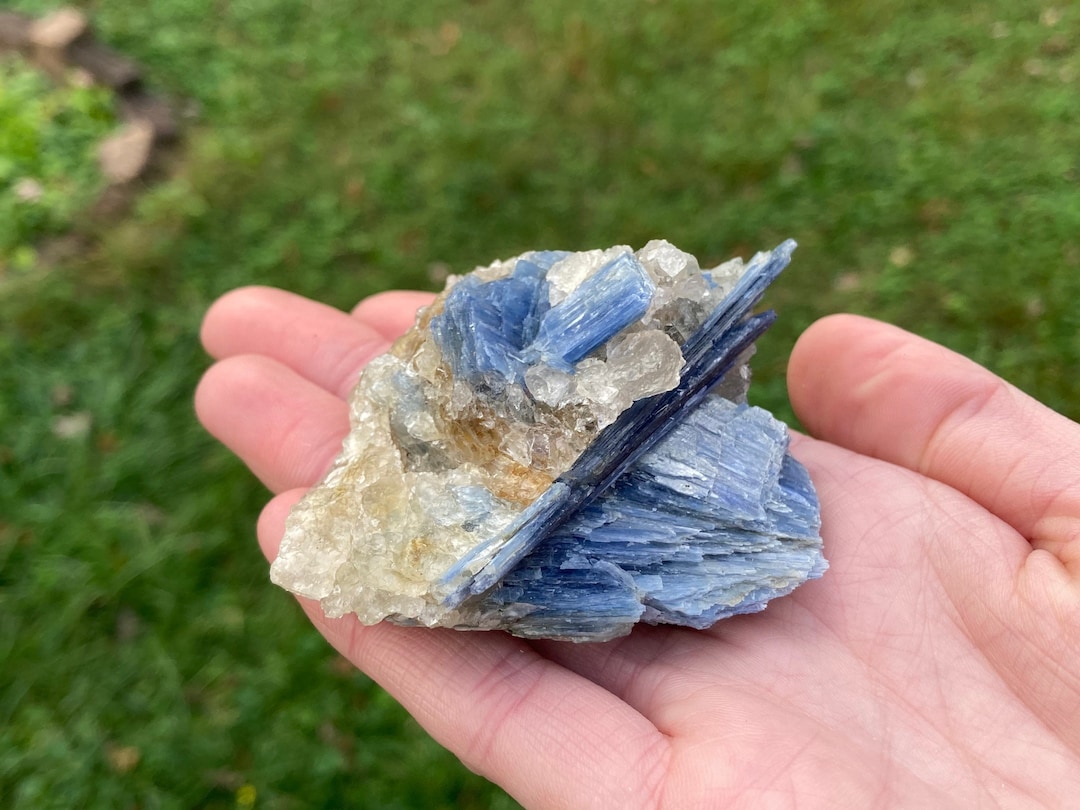 Blue Kyanite & Yellow Hematoid Quartz Cluster, Golden Healer, Rough ...