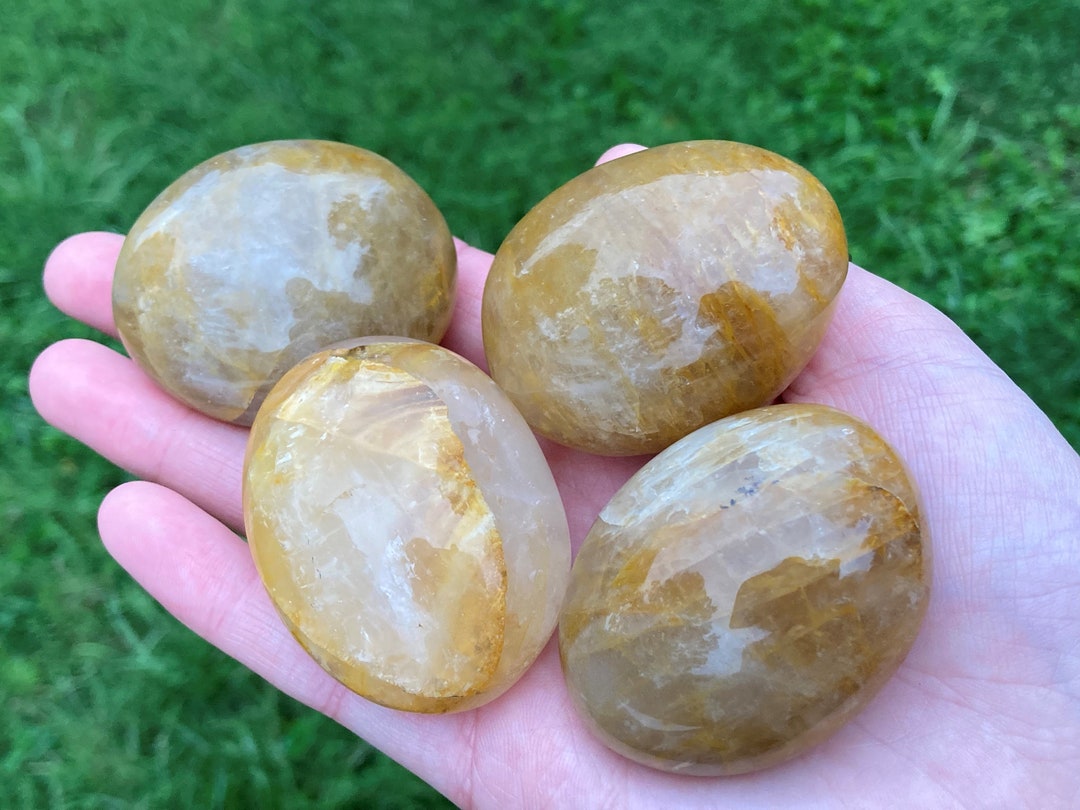 Golden Healer Palm Stone, Yellow Hematoid Quartz, Healing Crystals, You ...