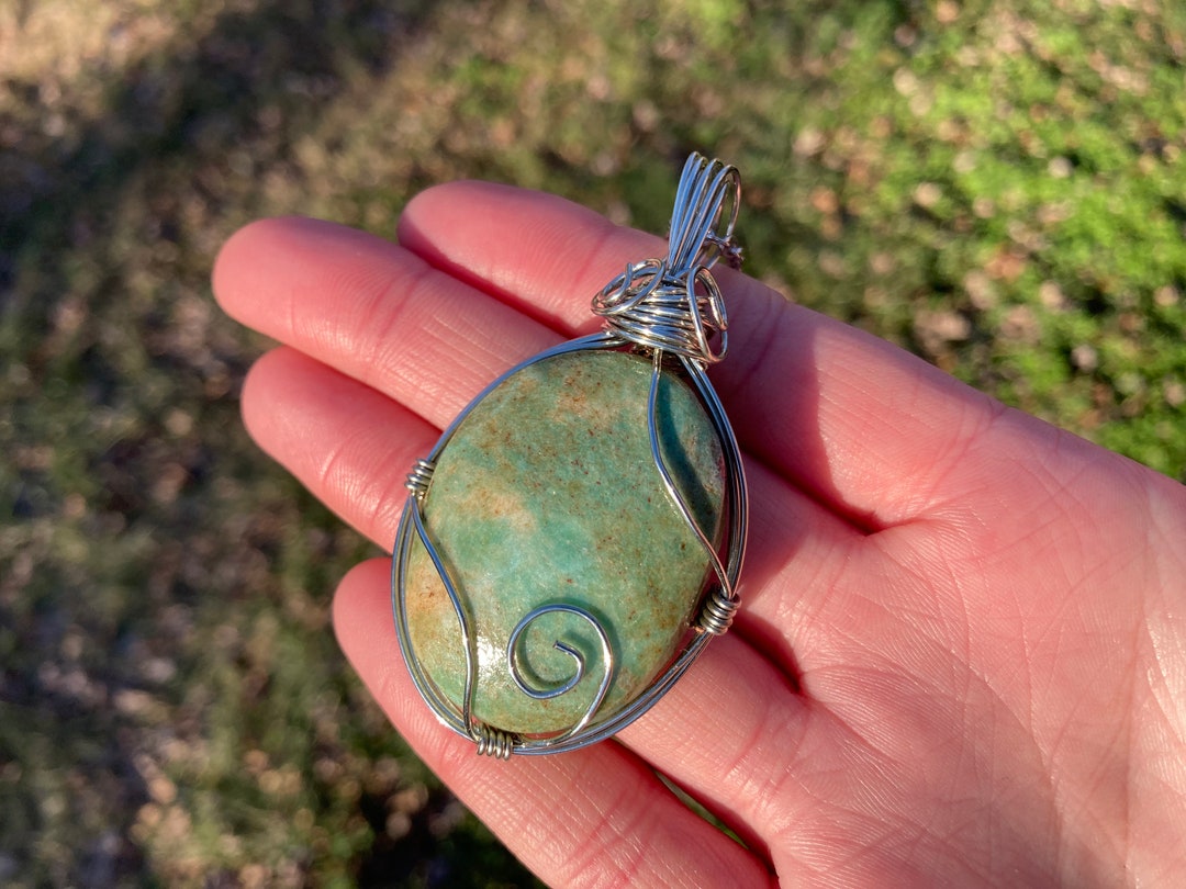 Ruby Fuchsite Pendant, Green & Pink Wire Wrap Necklace, Handmade ...