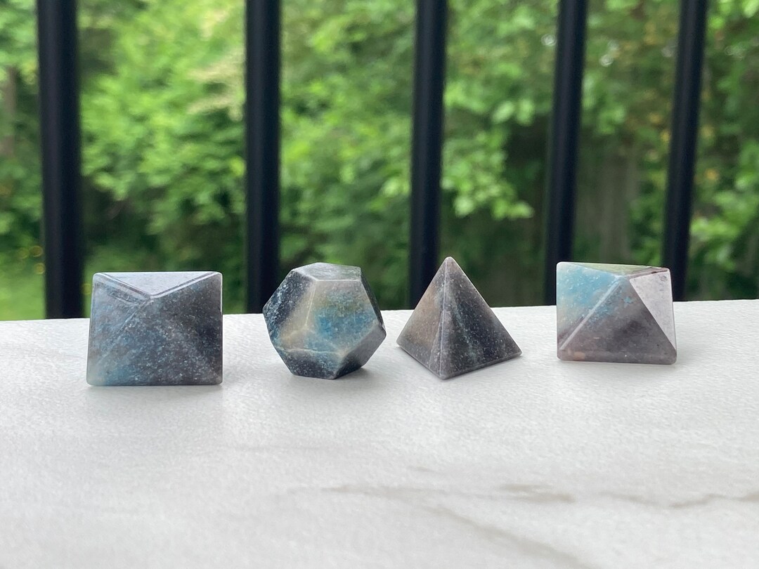 Trolleite Geometric Shapes Set, 4 Pc Gemstones, Sacred Geometry, Blue ...