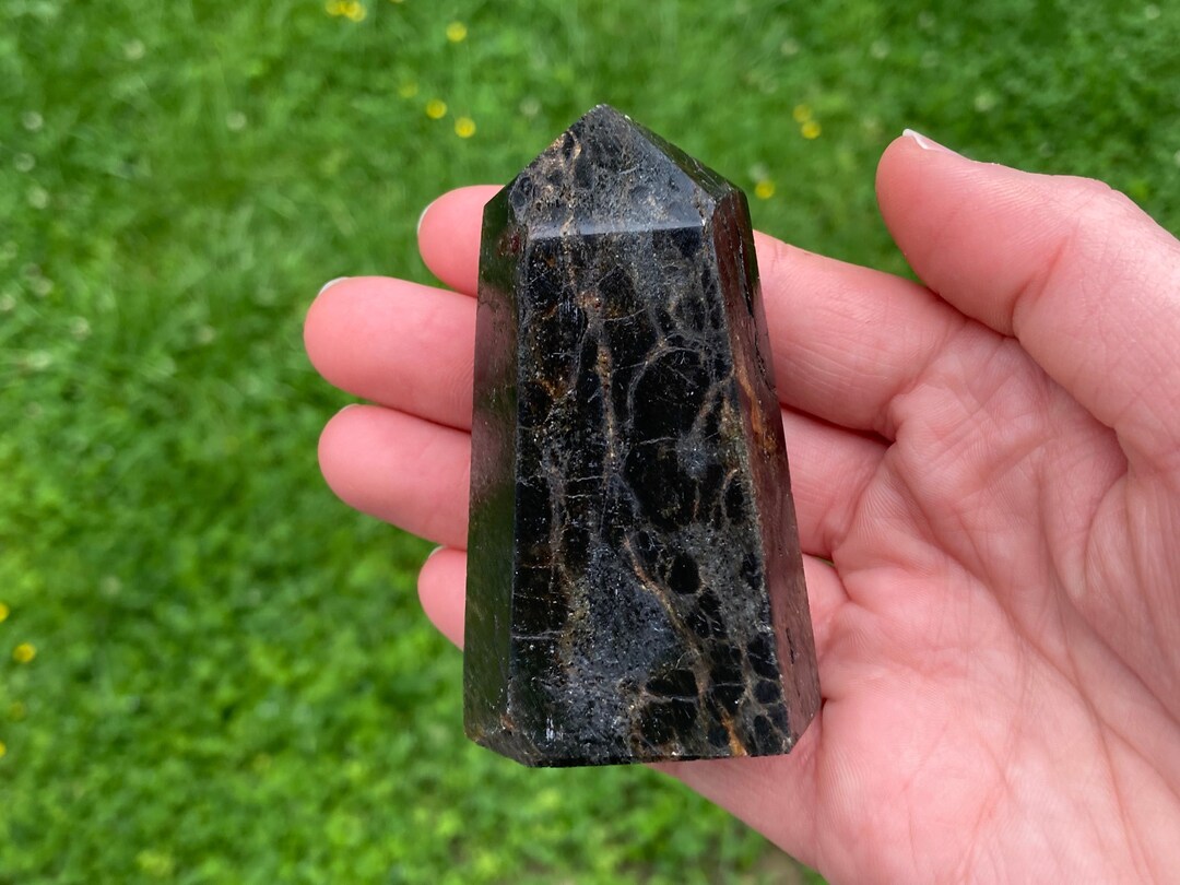 Garnet & Staurolite on Schist Tower, Rare Red Black Stone, Carved ...