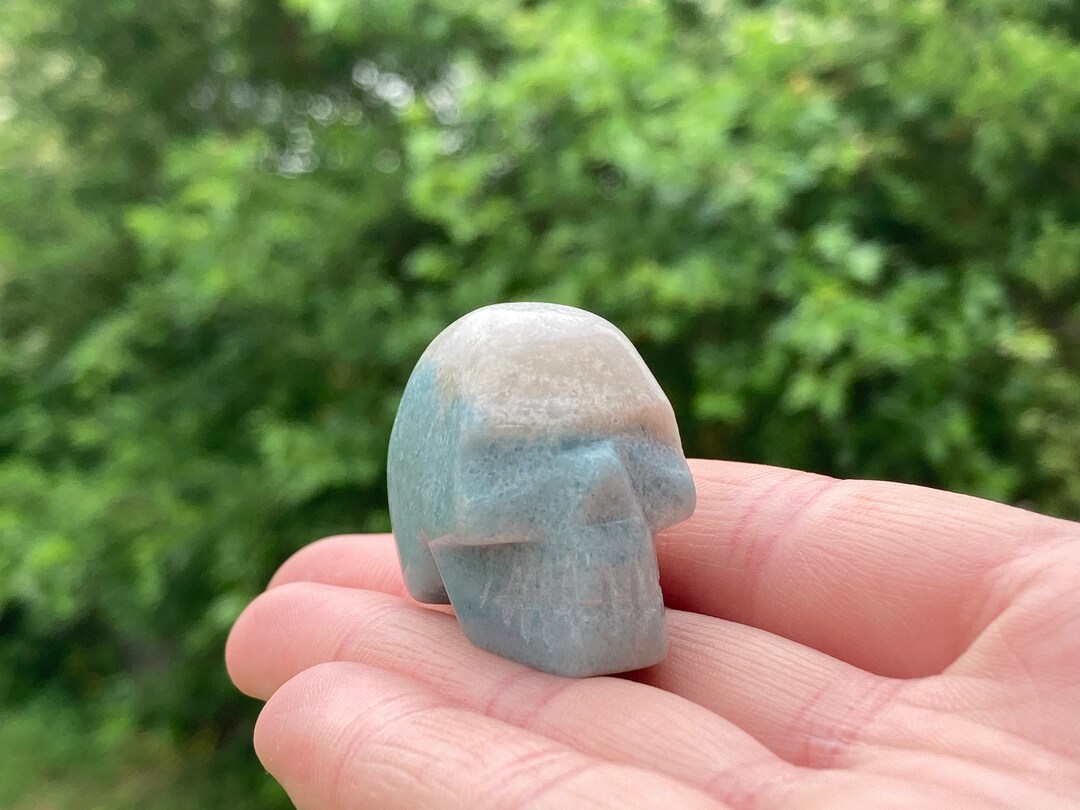 Trolleite Skull, Mini Blue & Gray Stone Carving, Healing Crystals - Etsy