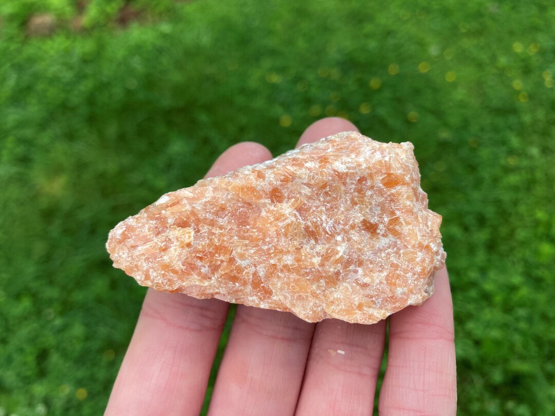 Orchid Calcite Rough Stone, Orange Calcite & Black Tourmaline, Raw ...