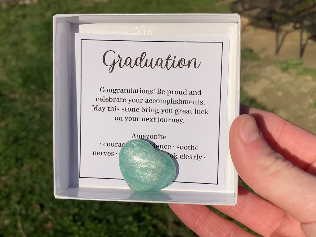 Graduation Crystal Set, Amazonite Heart Carving, Grad Gift, Green ...
