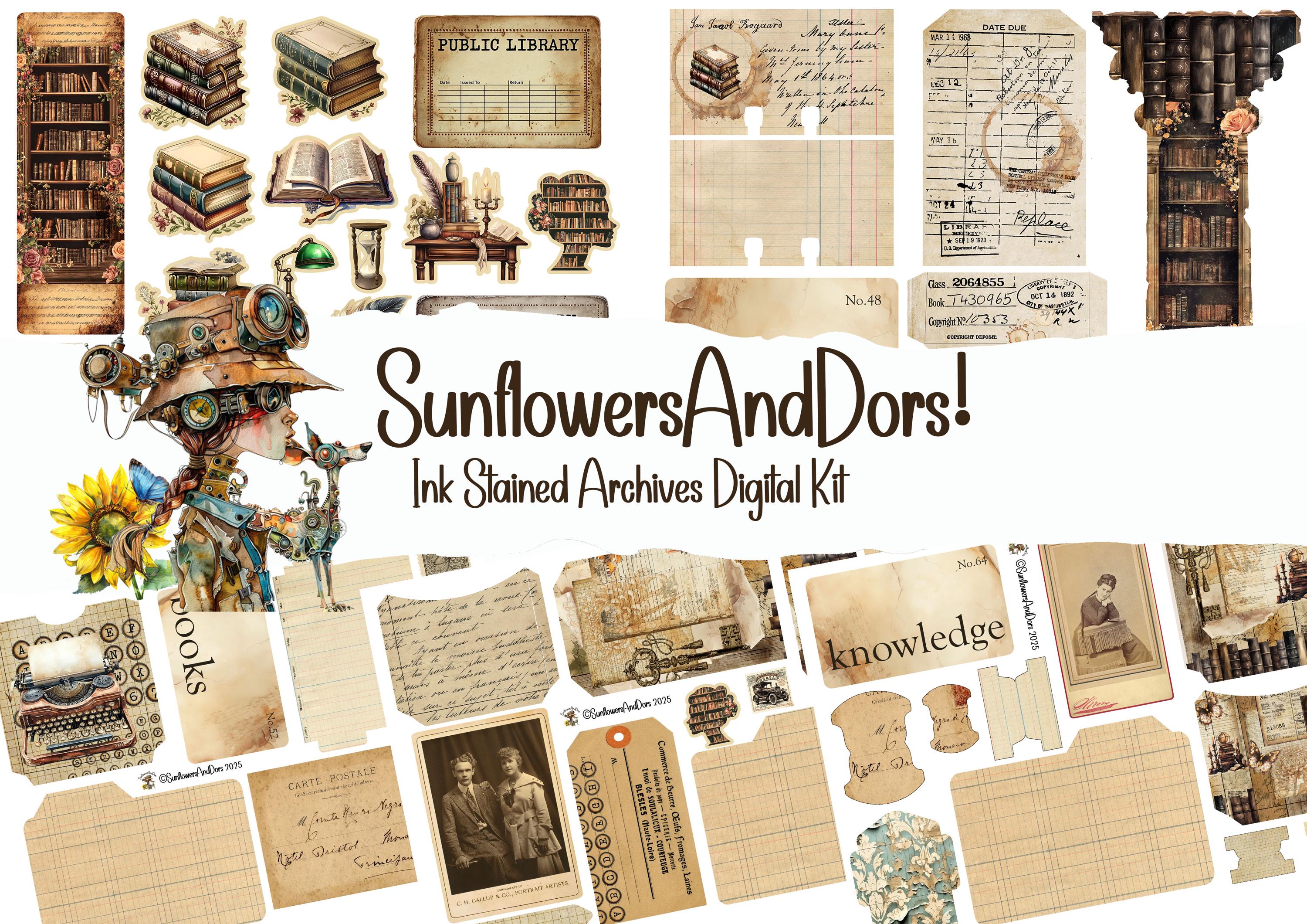 Ink Stained Archives [SAD 1025 02] Collaboration Digital Kit - Etsy