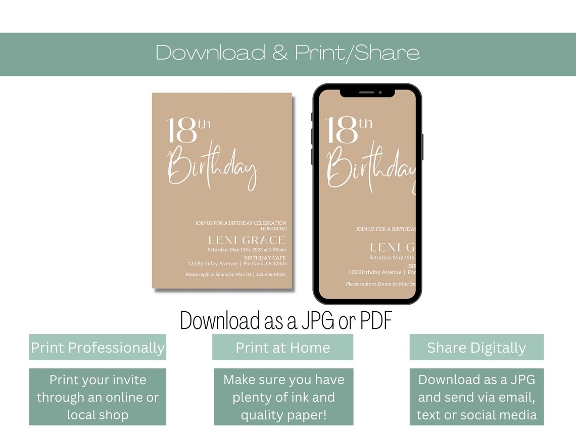 Modern Birthday Party Invitation Template Digital or Printable ...