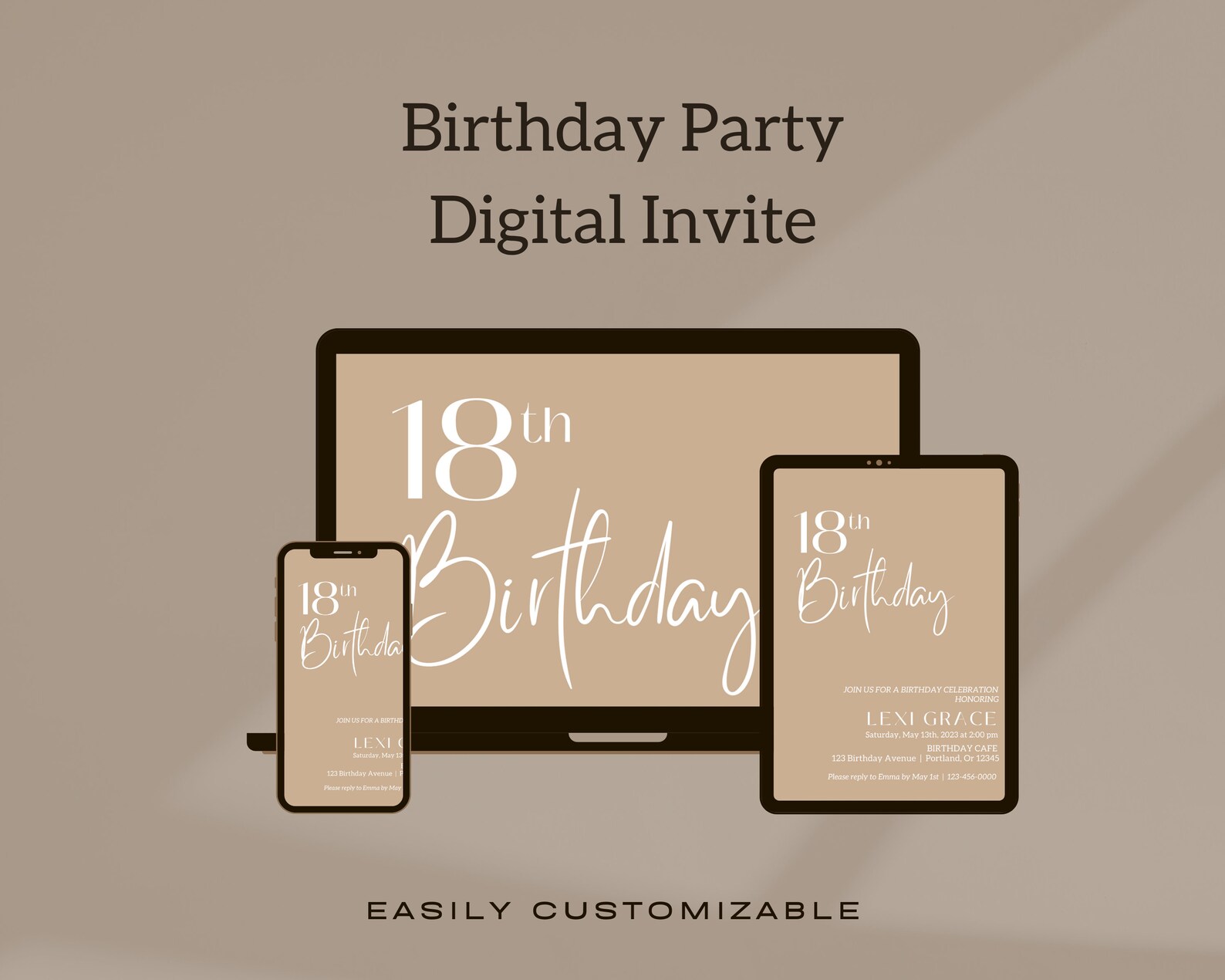 Modern Birthday Party Invitation Template Digital or Printable ...