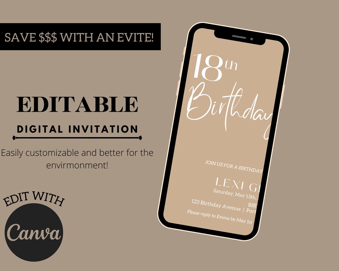 Modern Birthday Party Invitation Template Digital or Printable ...