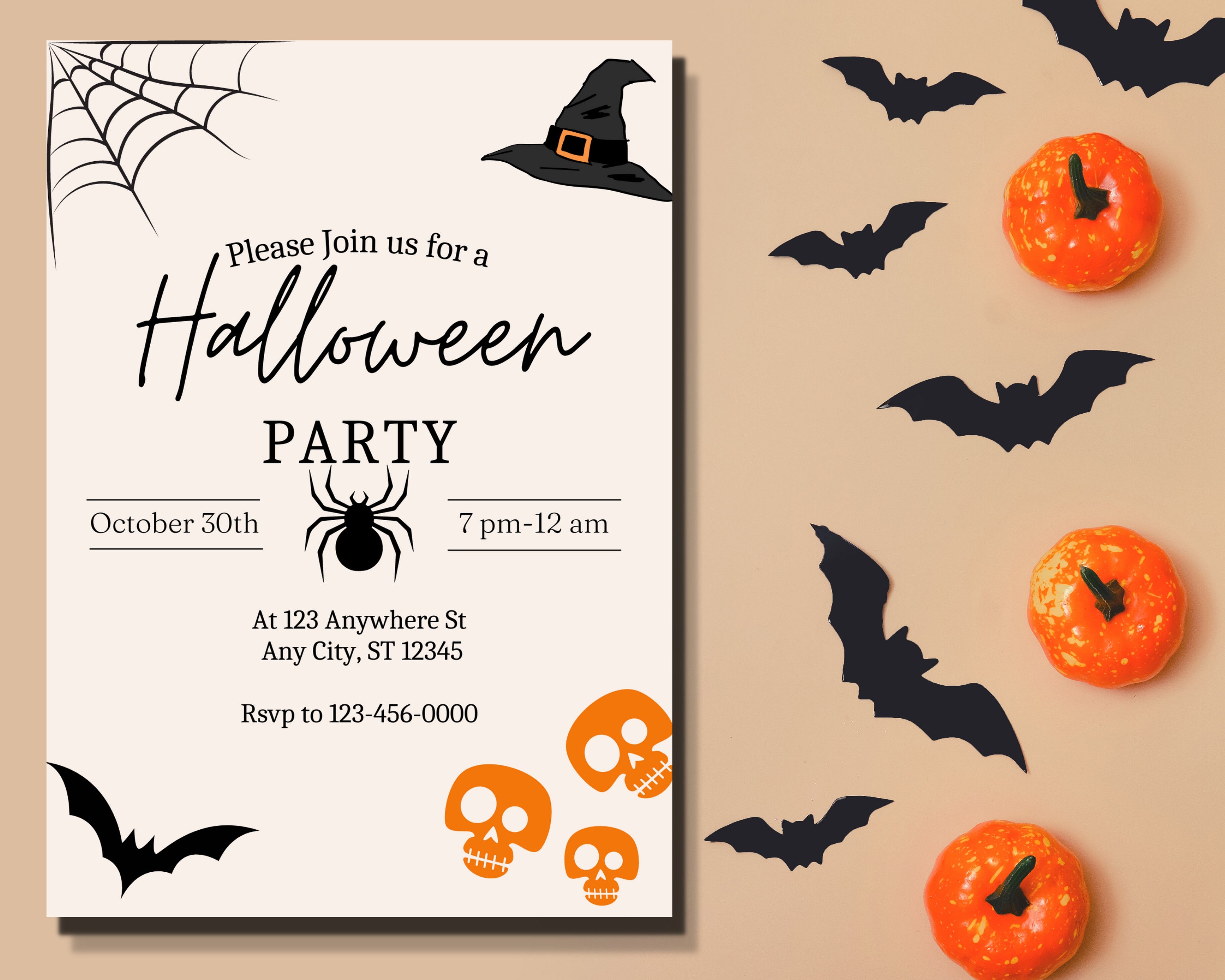 Halloween Party Invitation Template Digital or Printable | Cute ...