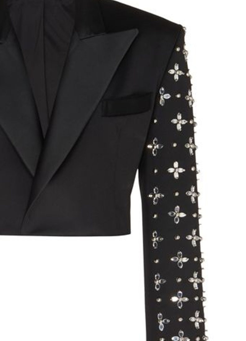 Black Designer Blazer With Bottom in Stone Work for Party and - Etsy