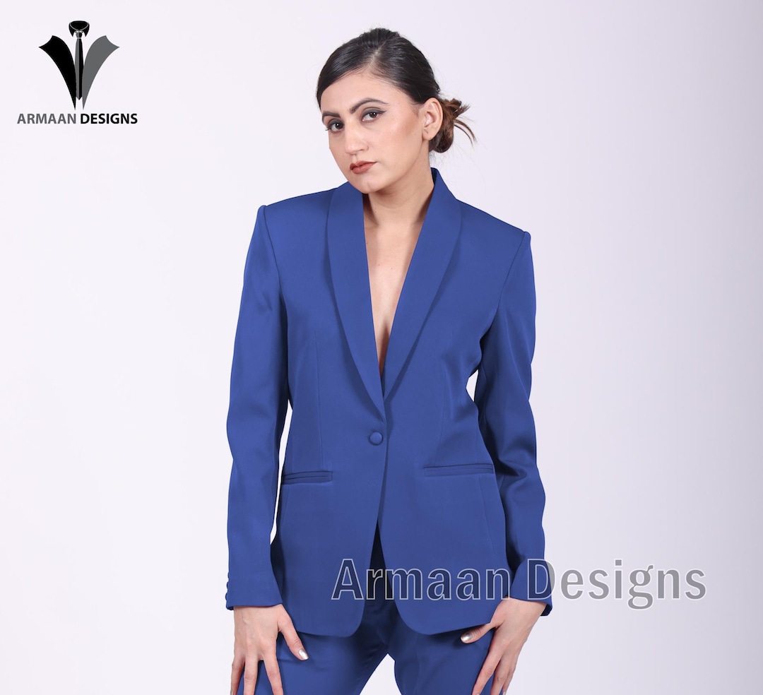 Women Blue Suit, Women Blue Suits, Blue Formal Pantsuit, Blue Pants ...