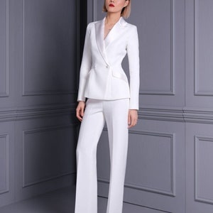 Women Party Wear Three Piece Suit With Satin Lapel /two Piece Suit/top ...