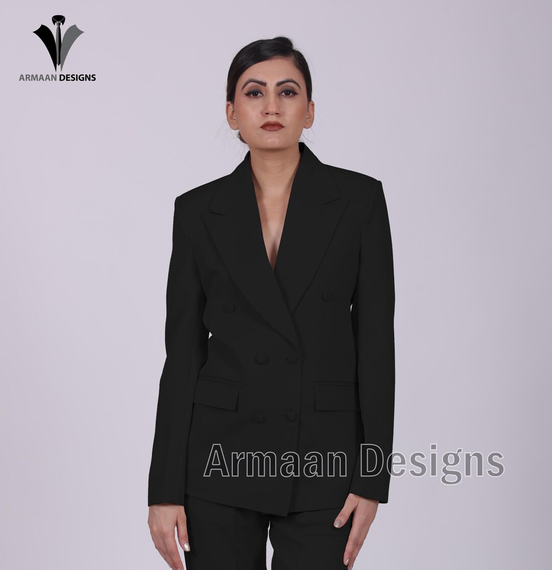 Black Womens Suit, Double Breasted Suit, Black Two Piece Suit, Slim Fit ...