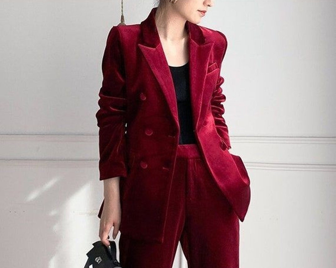 Red Velvet Suit for Women/two Piece Suit/top/womens Suit/womens Suit ...