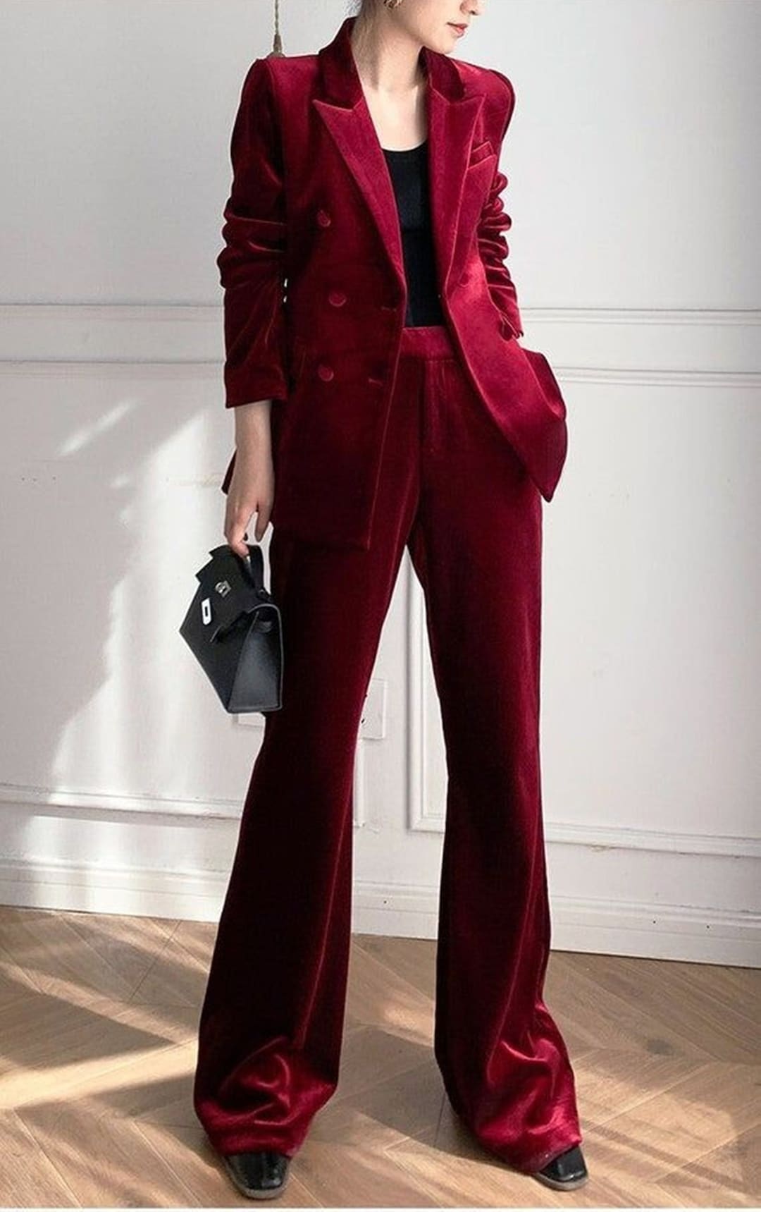Red Velvet Suit for Women/two Piece Suit/top/womens - Etsy