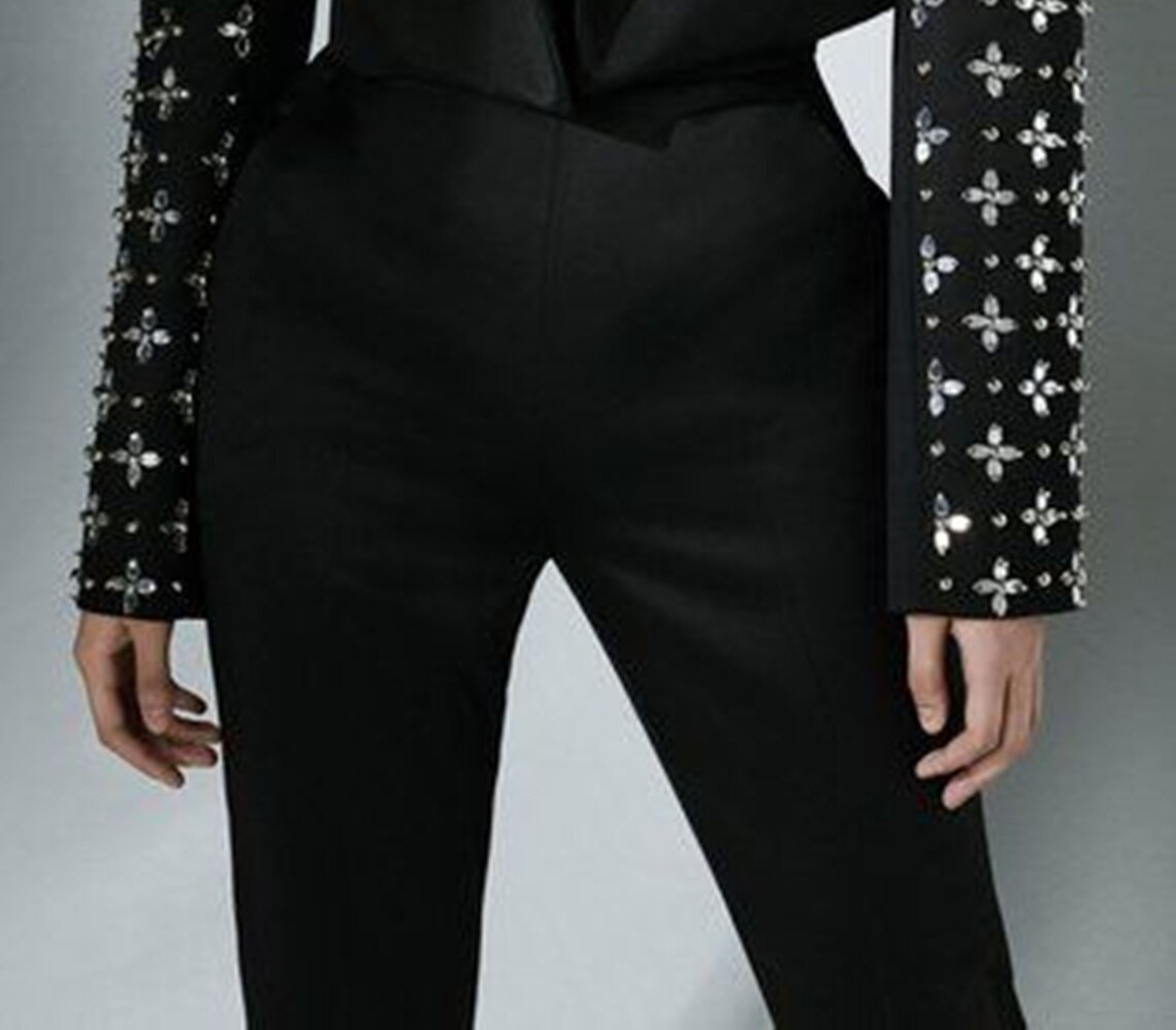 Black Designer Blazer With Bottom in Stone Work for Party and - Etsy