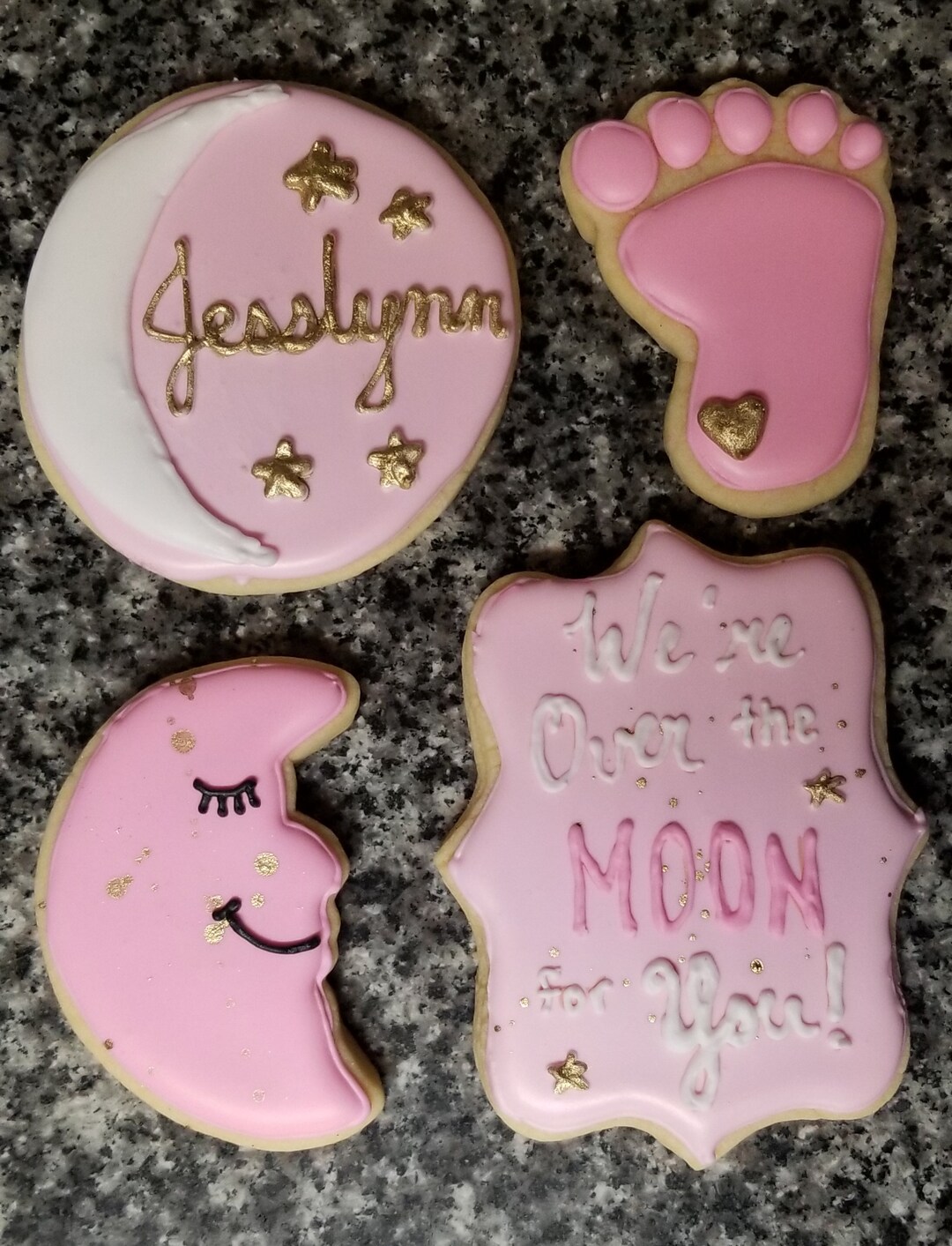 Baby Shower Cookies | Over the Moon Cookies | Custom Baby Shower Co - Etsy