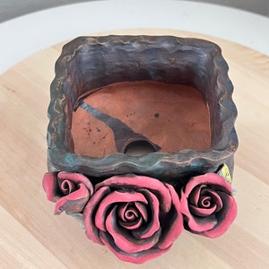 Hand-pinched Ceramic Flower Pot: Rose Succulent Planter - Etsy
