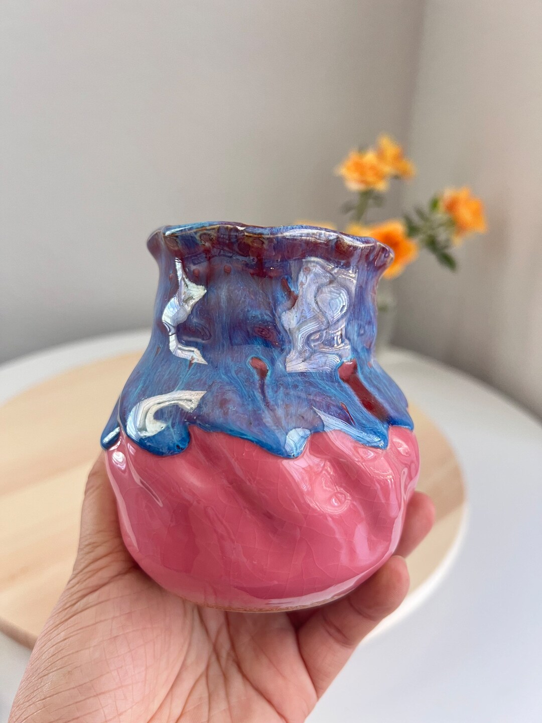 Hand Pinched Ceramic Flower Pot: Succulent Planter With Drainage - Etsy