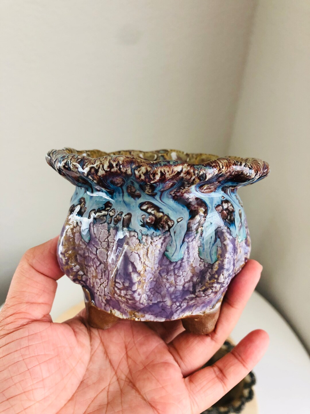 Beautiful Handmade Ceramic Flower/succulent Pot - Etsy