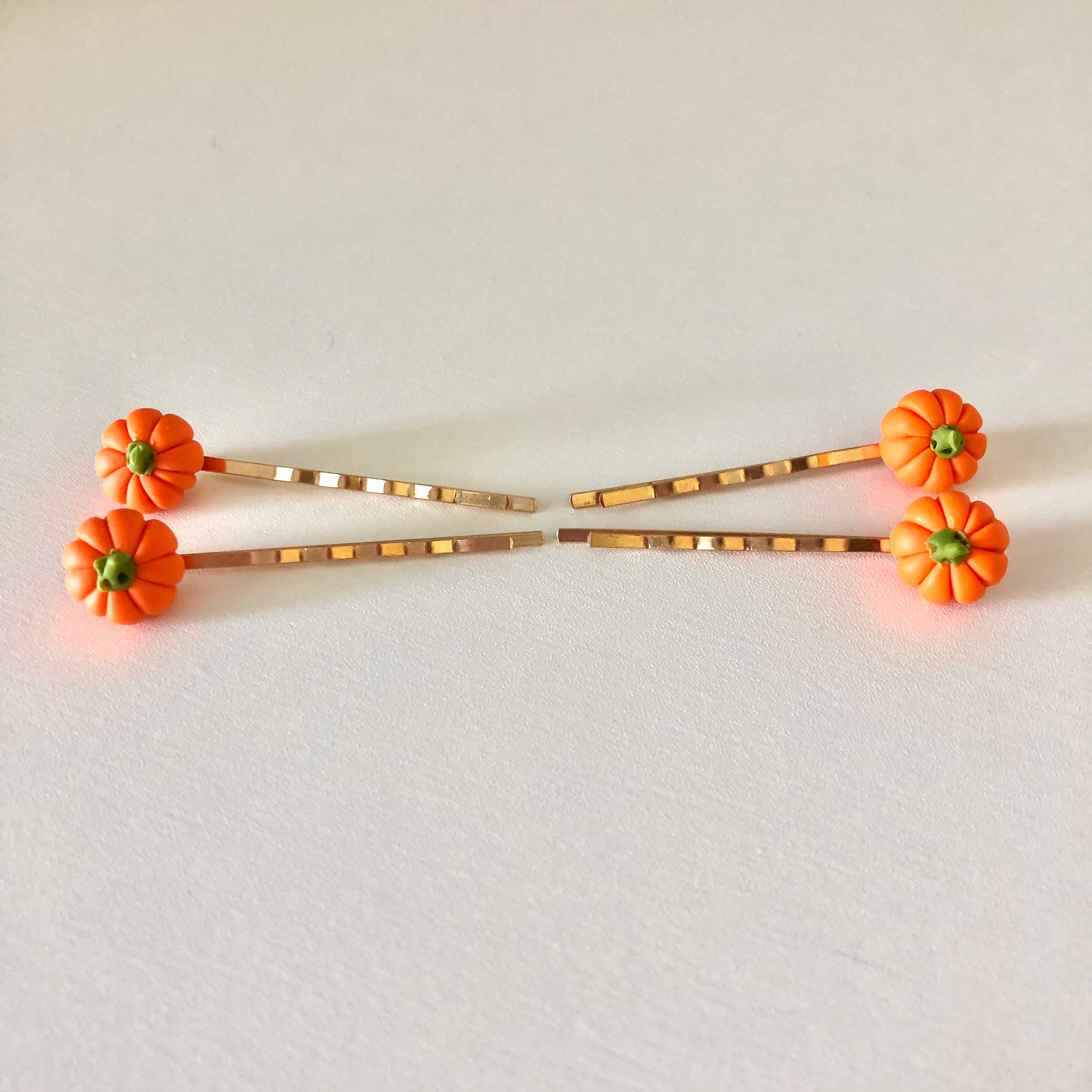 Pumpkin Handmade Hair Pins Fall Hair Clips Pumpkin - Etsy