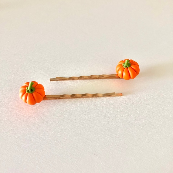 Pumpkin Handmade Hair Pins Fall Hair Clips Pumpkin - Etsy