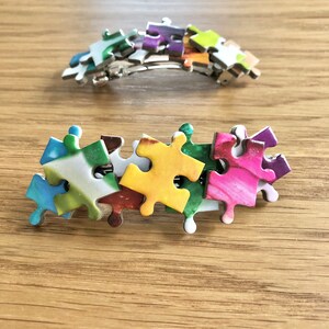 Handmade Colorful Jigsaw Puzzle Piece Hair Clip: Unique Barrette - Etsy