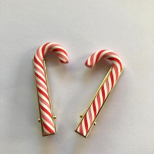 Handmade Candy Cane Hair Clips: Christmas Barrettes, Set of Two - Etsy