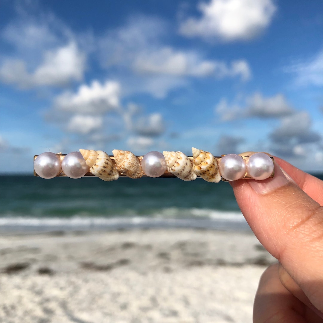 Seashell and Pearl Mermaidcore Handmade Hair Clip Barrette, Beach ...
