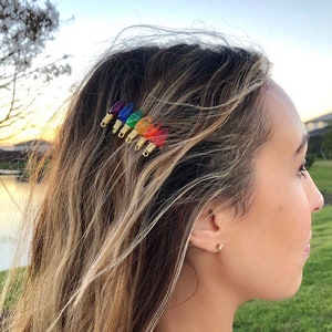 Rainbow Christmas Holiday Light Hair Clip Barrette, Ugly Sweater Party ...
