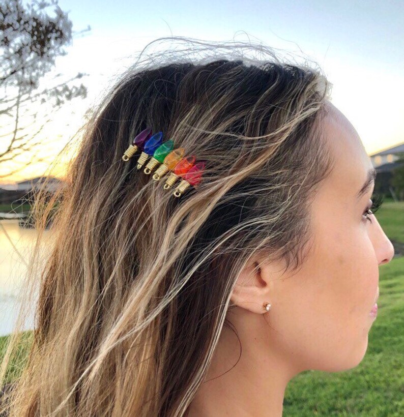 Rainbow Christmas Holiday Light Hair Clip Barrette, Ugly Sweater Party ...