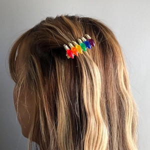 Rainbow Christmas Holiday Light Hair Clip Barrette, Ugly Sweater Party ...