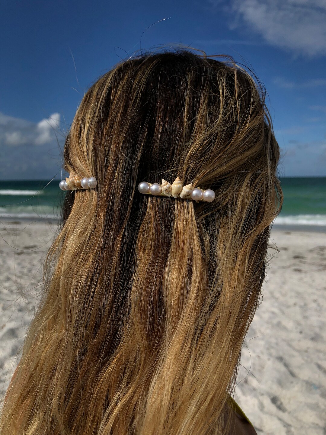 Seashell and Pearl Mermaidcore Handmade Hair Clip Barrettes Set of Two ...
