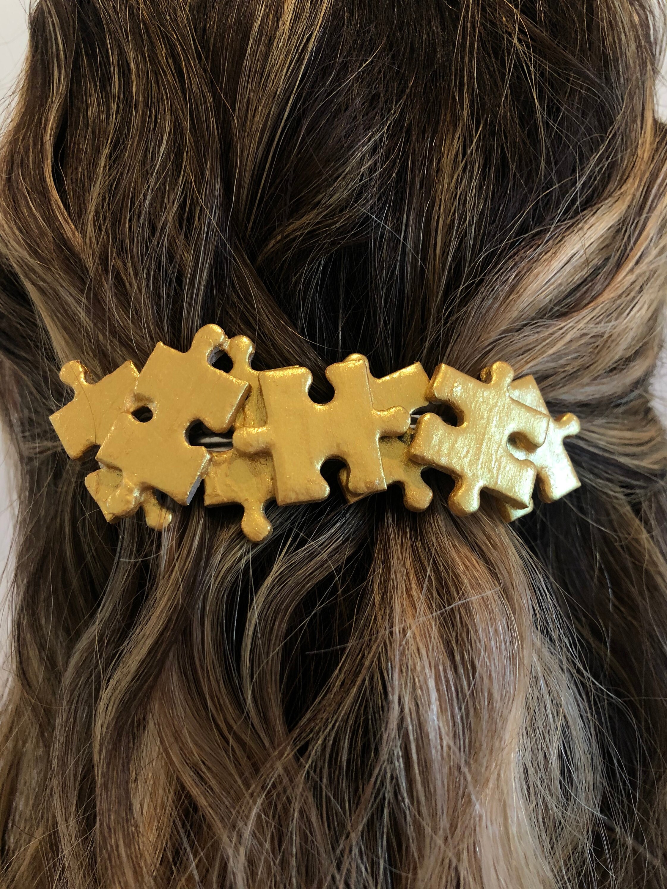 Gold Jigsaw Puzzle Piece Hair Clip Barrette Puzzle Accessory - Etsy