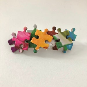 Handmade Colorful Jigsaw Puzzle Piece Hair Clip: Unique Barrette - Etsy