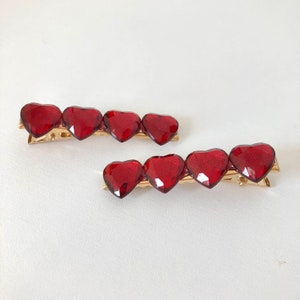 Red Sparkly Valentine Heart Rhinestone Hair Clip Barrettes, Descendants ...