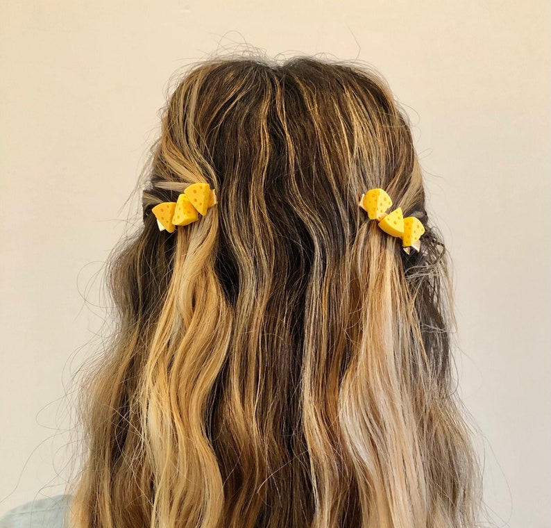 Handmade Mini Cheese Hair Clips: Cheese Lover Barrettes (set of 2) - Etsy
