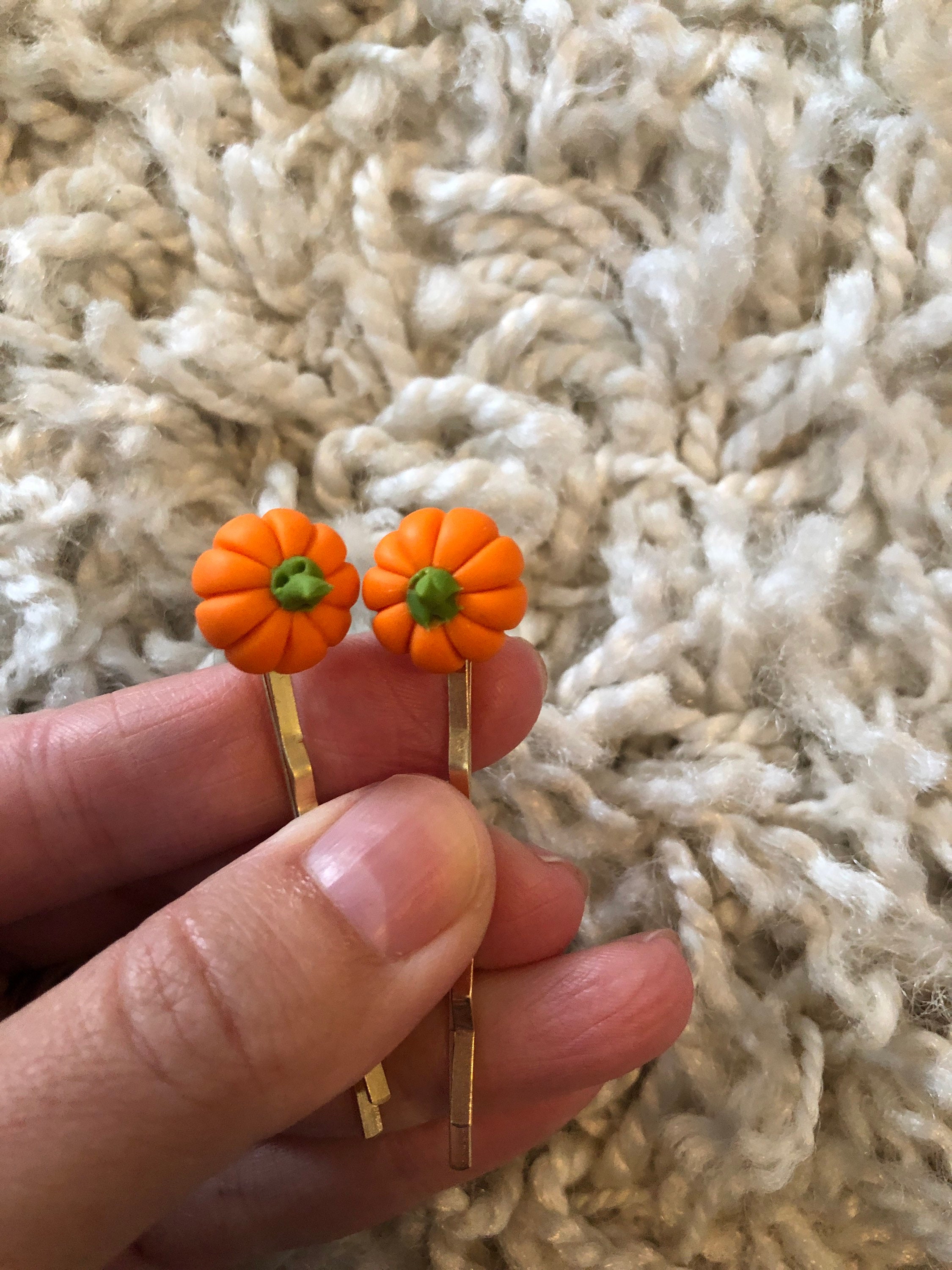 Pumpkin Handmade Hair Pins Fall Hair Clips Pumpkin - Etsy